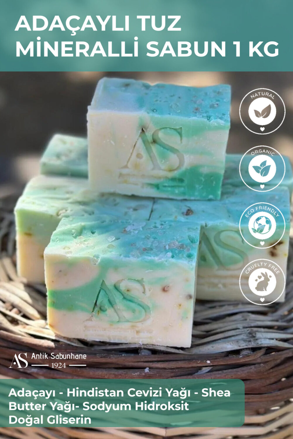 ANTİK SABUNHANE ADAÇAYLI TUZ SABUNU 1 KG – AS Antik Sabunhane